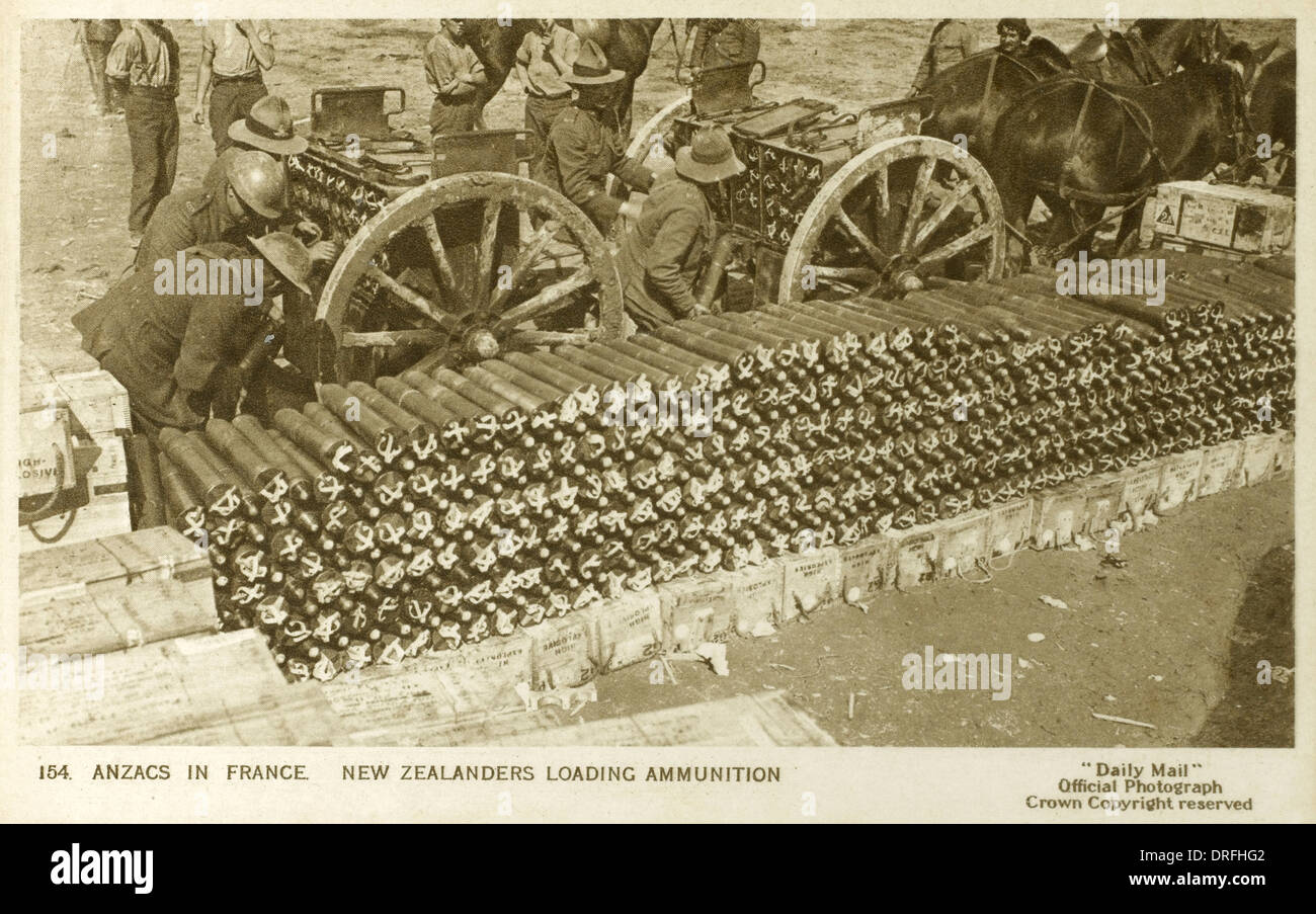 Loading Shells - New Zealand Troops in France Stock Photo - Alamy