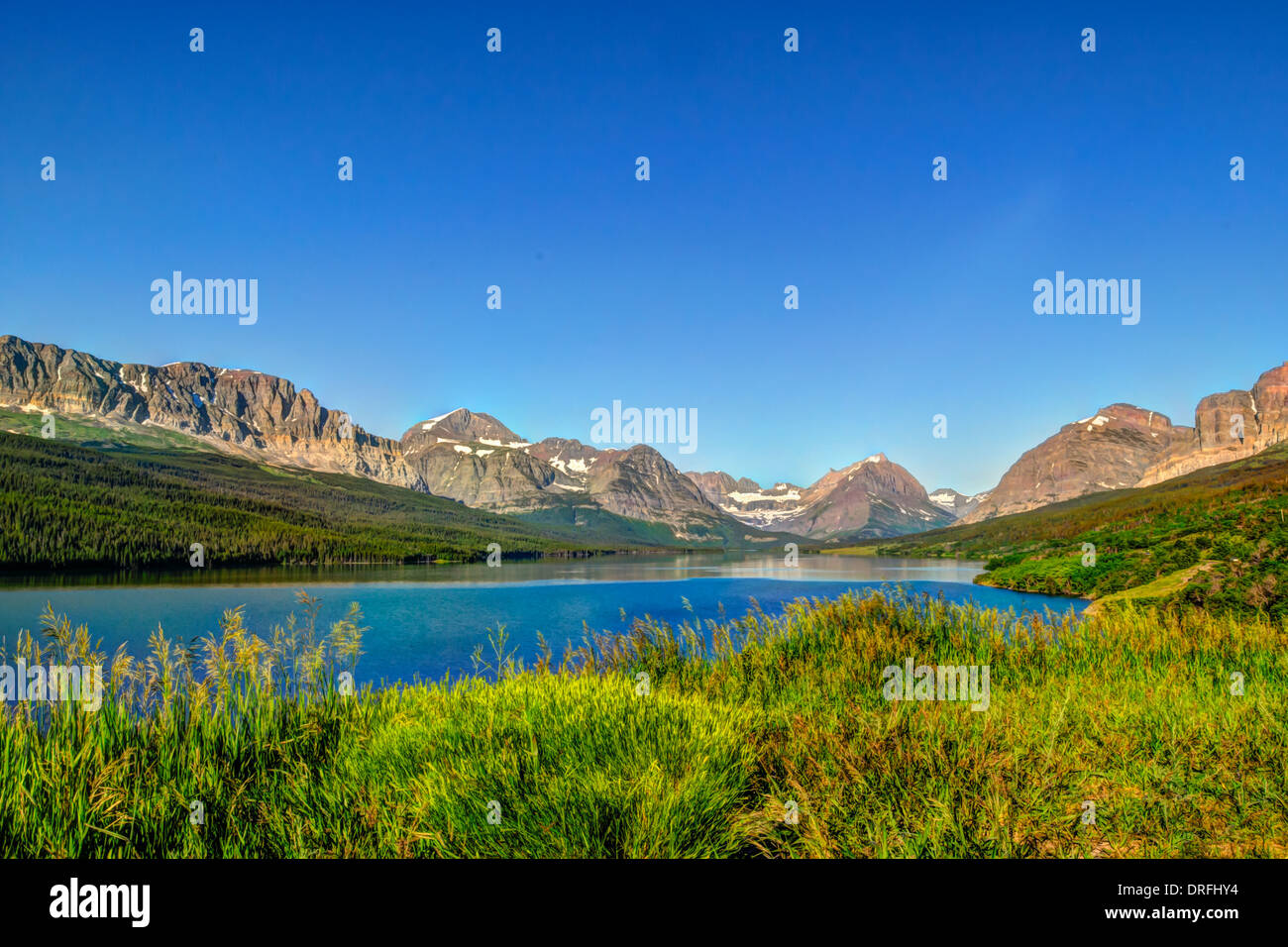 Scenic mountain views, Many Glaciers National Park Montana USA Stock ...