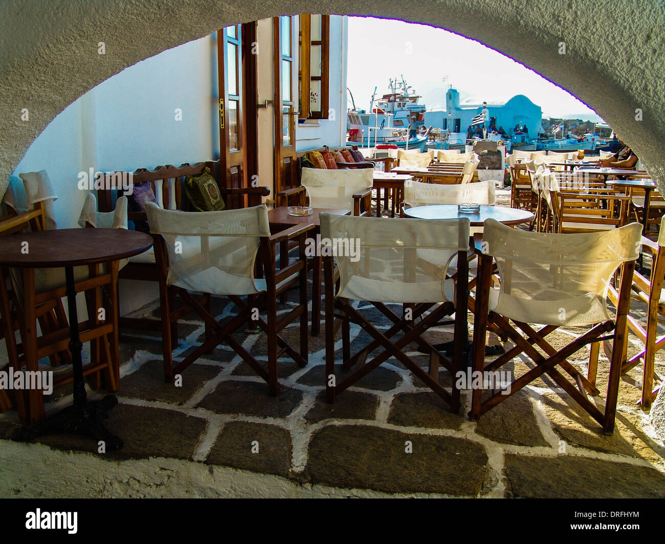 greek cafe bar located near the harbor Stock Photo - Alamy