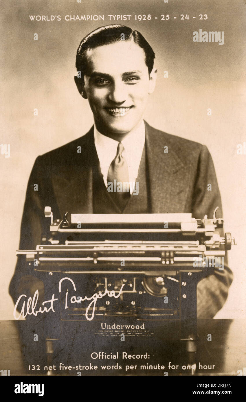 World Champion Typist - Albert Tangora Stock Photo - Alamy