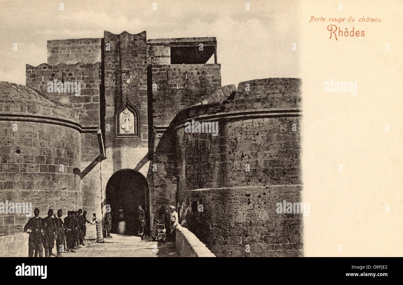 Rhodes, Greece - The Red Gate of the Castle Stock Photo - Alamy