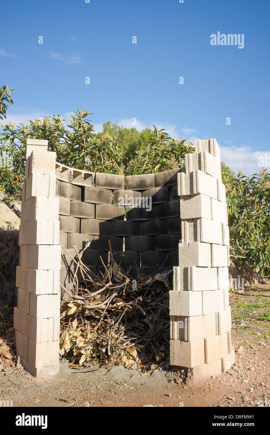 Simple concrete structure to safely burn pruning waste Stock Photo - Alamy