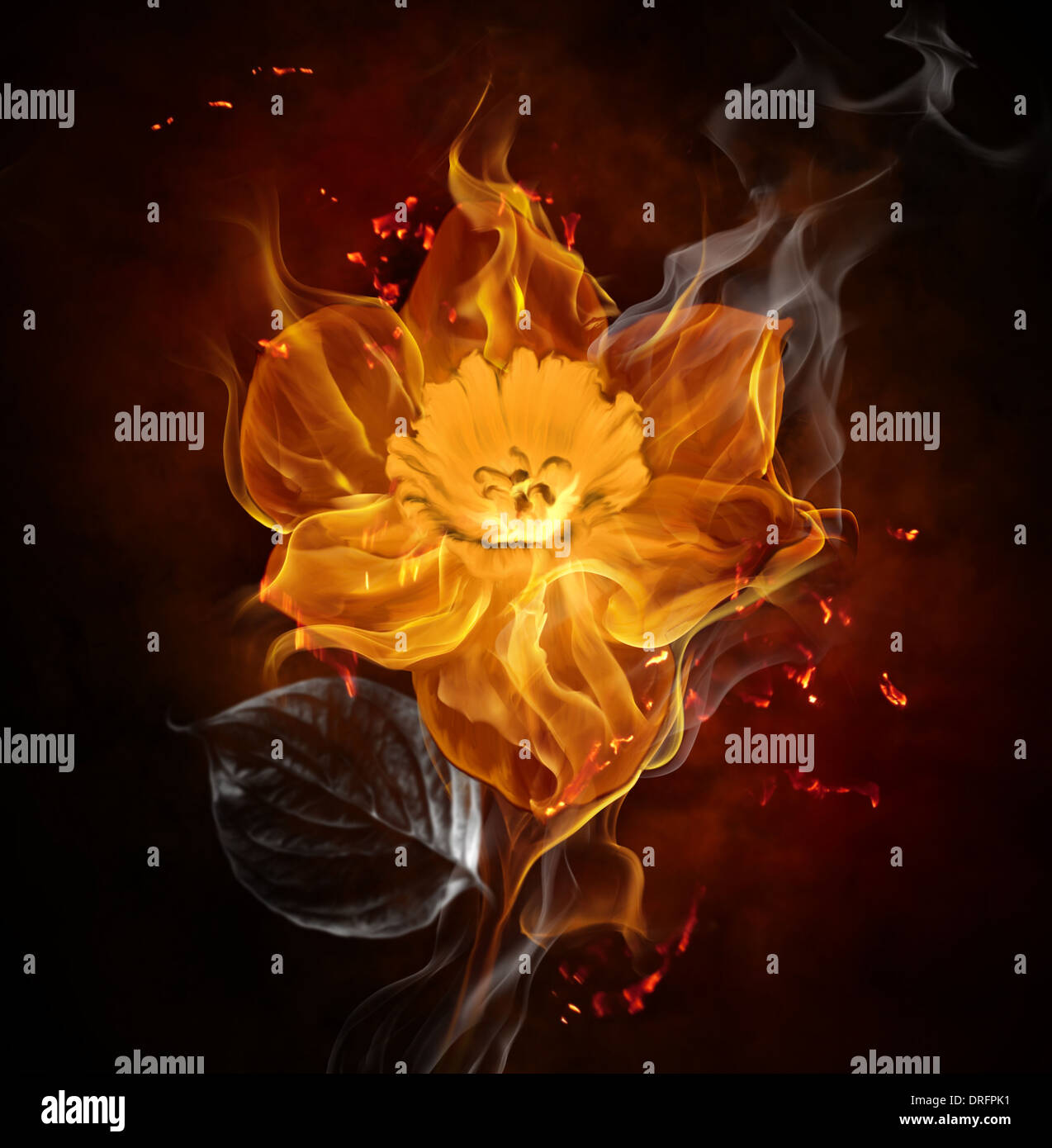 bright flamy symbol on the black background Stock Photo - Alamy