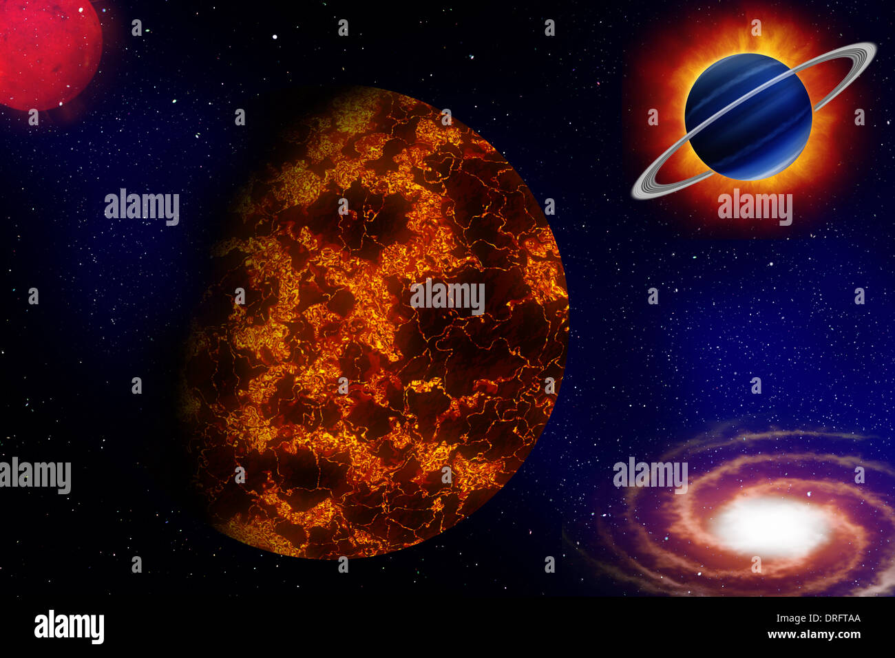 The Universe - stars planets and galaxy illustration Stock Photo - Alamy