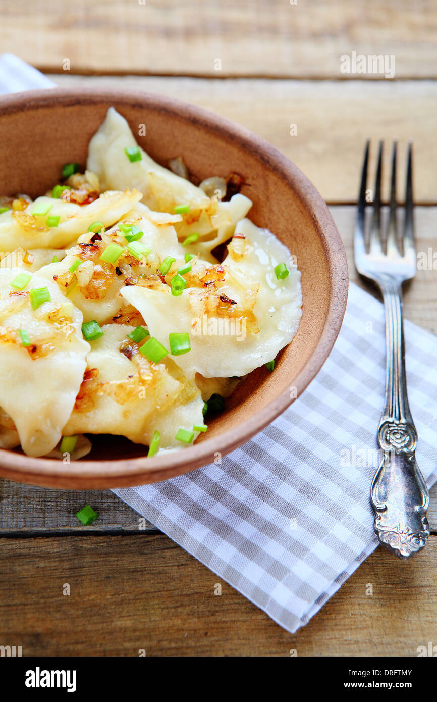 Polish pierogi with potatoes, food closeup Stock Photo - Alamy