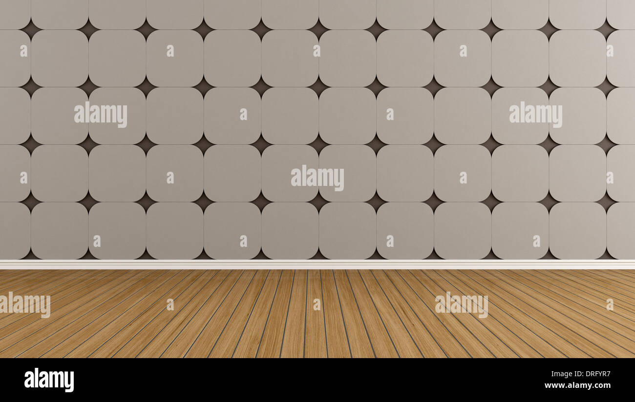 Empty room with decorative gypsum panel on wall - rendering Stock Photo ...