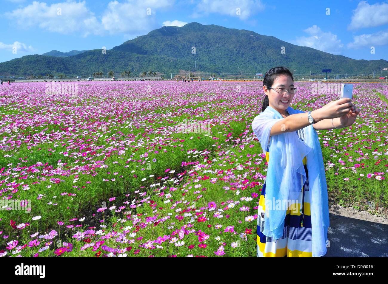 Sanya, China's Hainan Province. 25th Jan, 2014. A tourist poses for ...