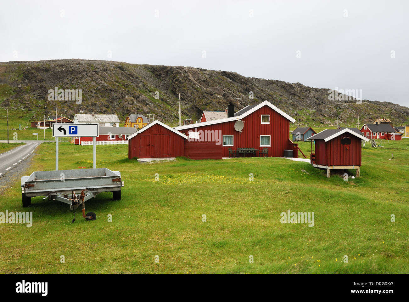 Norwegian fishing village in summer. Finnmark Stock Photo - Alamy
