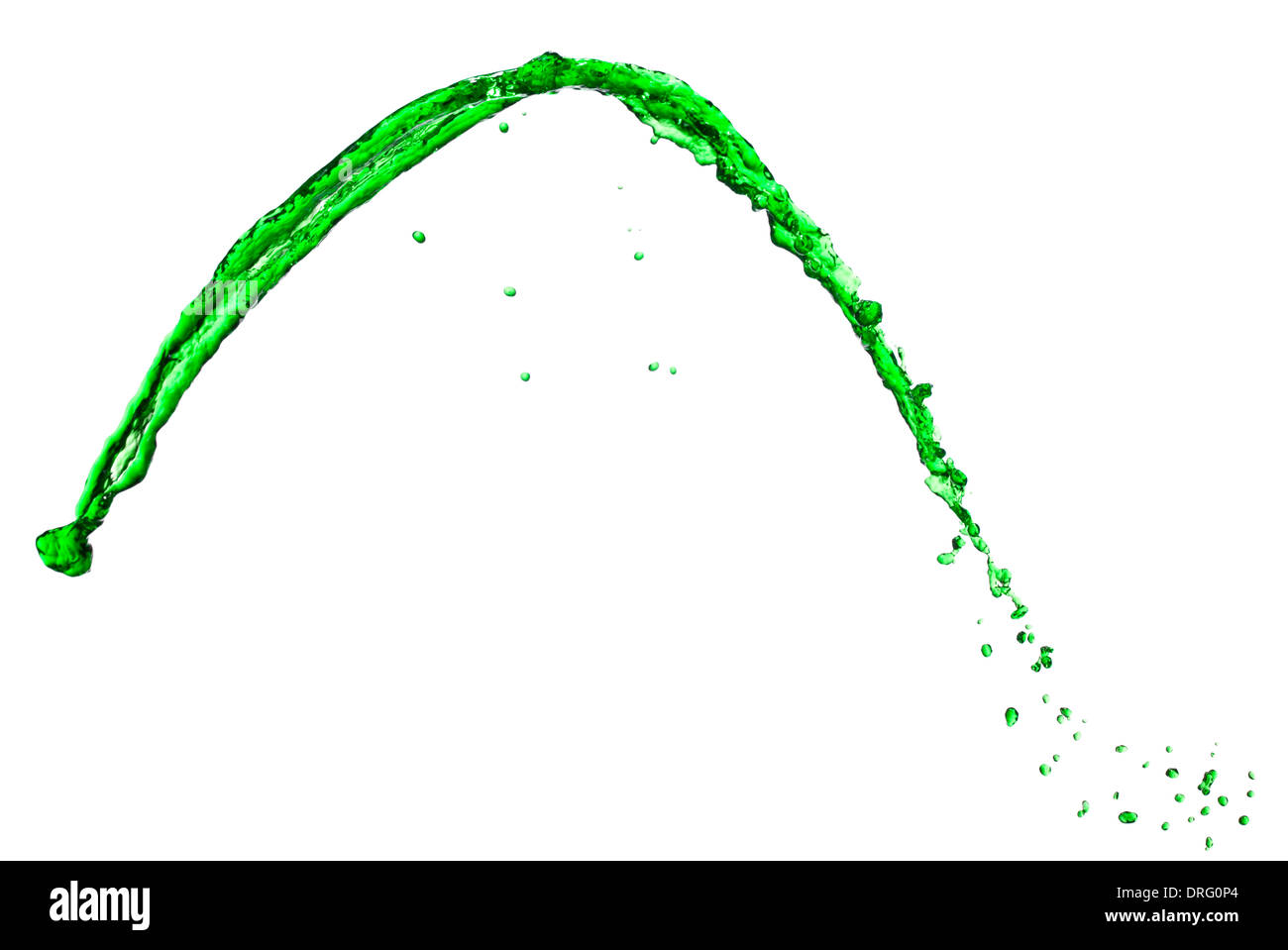 flying spray green liquid on white background Stock Photo - Alamy