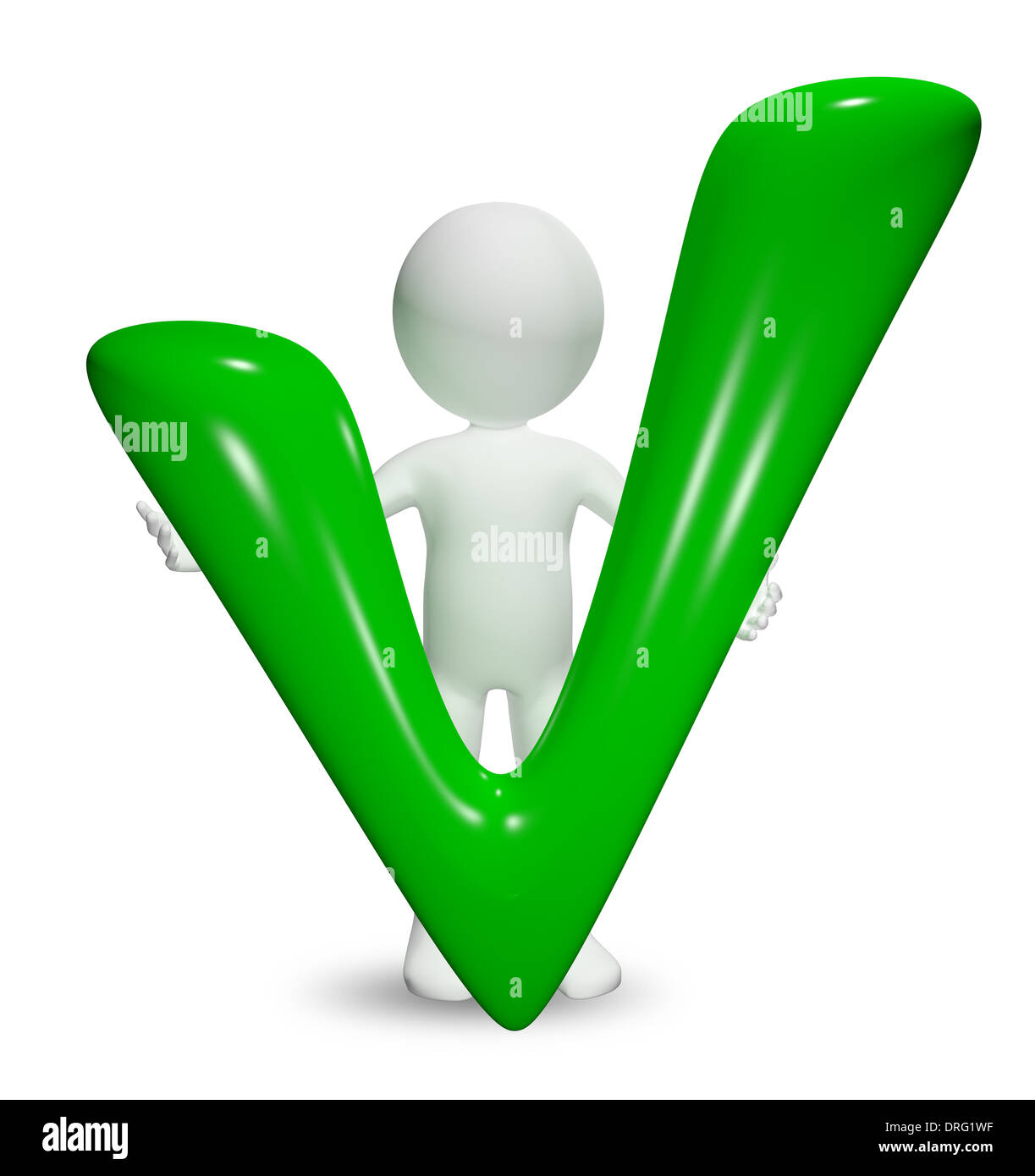 3d illustration abstract man with a green check mark Stock Photo - Alamy