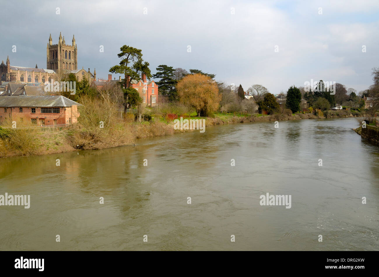The Wye from Hereford Old Bridge Stock Photo - Alamy