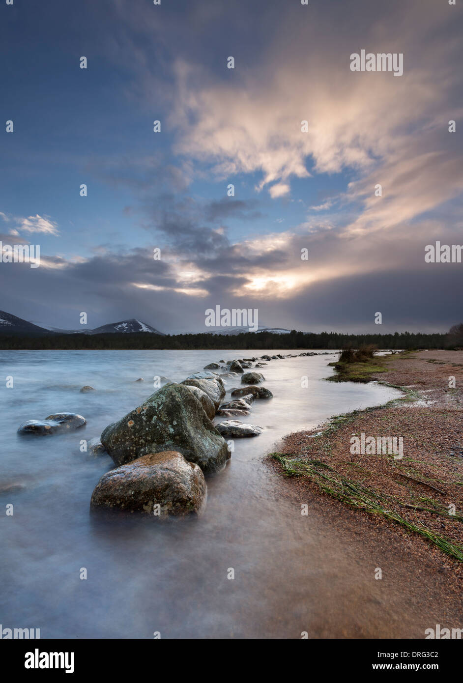 Dawn breaking over Loch Morlich in mid-winter Stock Photo - Alamy