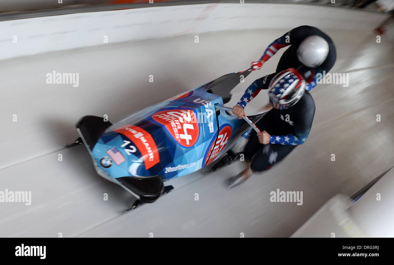 Koenigssee, Germany 25 January 2014. USA's bobsled racers Nick ...