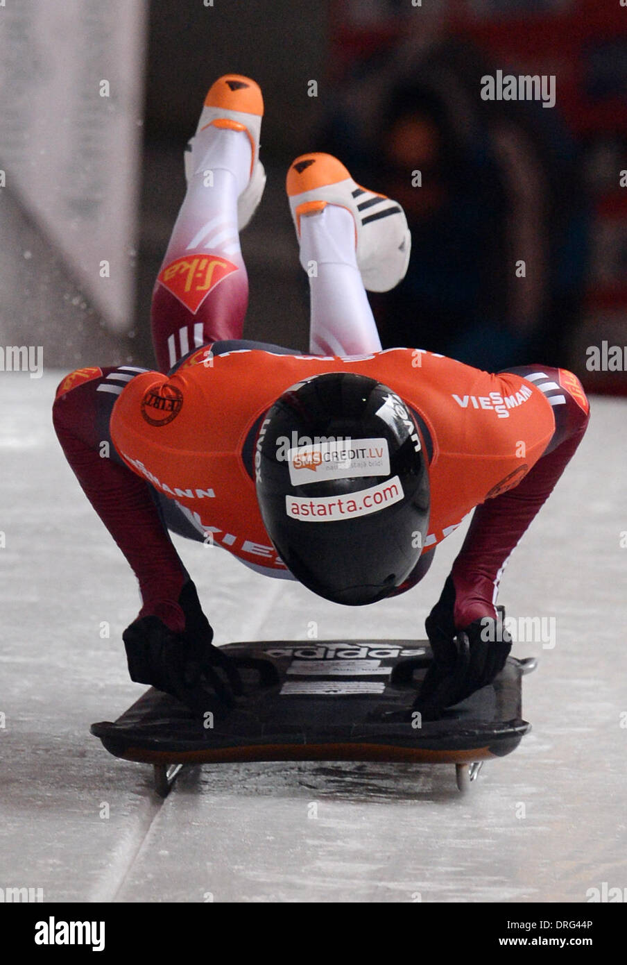 Koenigssee, Germany. 25th Jan, 2014. Latvian skeleton pilot Martins ...