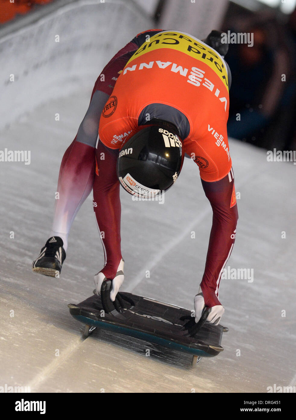 Koenigssee, Germany. 25th Jan, 2014. Latvian skeleton pilot Martins ...