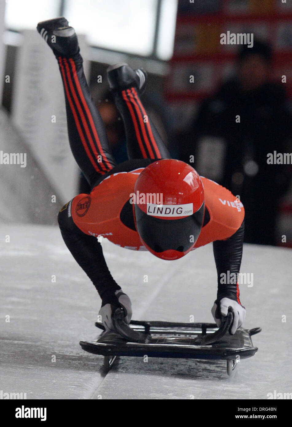 Koenigssee, Germany. 25th Jan, 2014. German skeleton pilot Frank Rommel ...