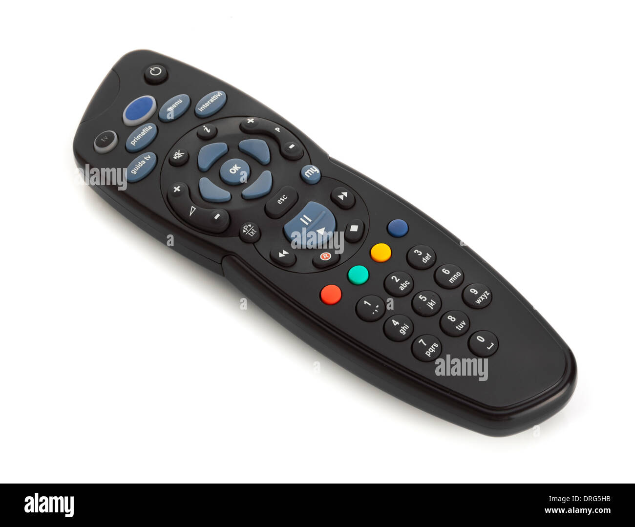 Digital satellite television remote control on white background Stock ...