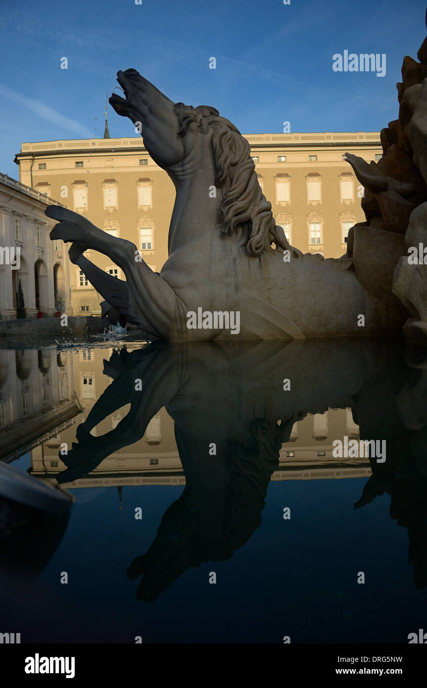 Residenz Fountain and Square. Salzburg. Film location for 'The Sound of ...