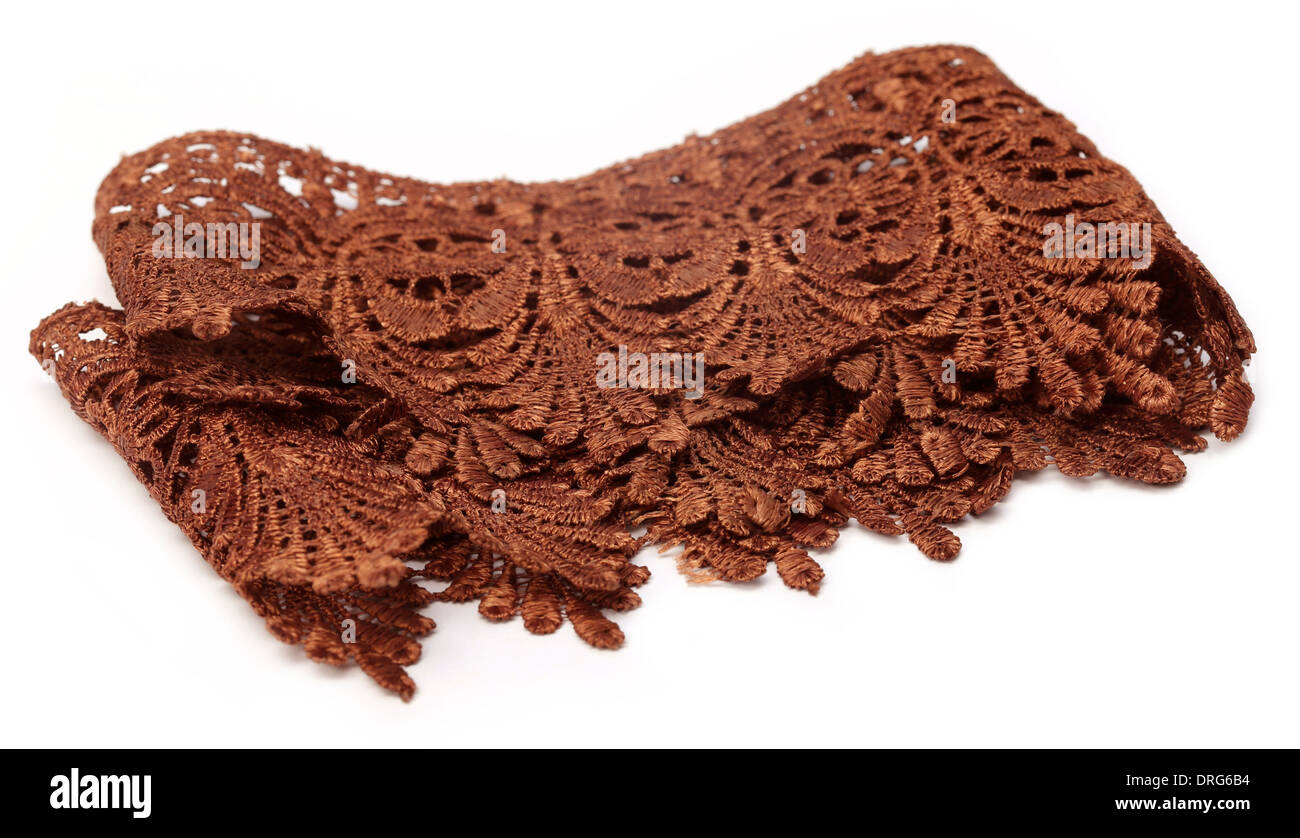 Closeup of cloth lace over white background Stock Photo - Alamy