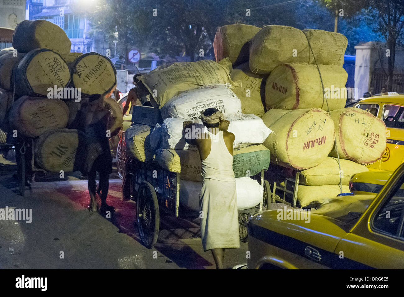 India, West Bengal, Kolkata, typical scene of congested streets near ...