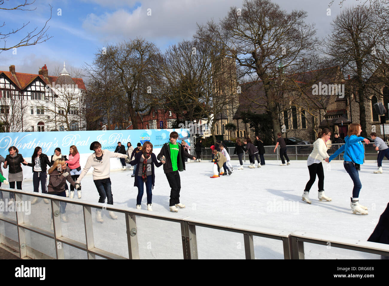 Christmas Ice Rink Worthing town, West Sussex, England, UK Stock Photo ...