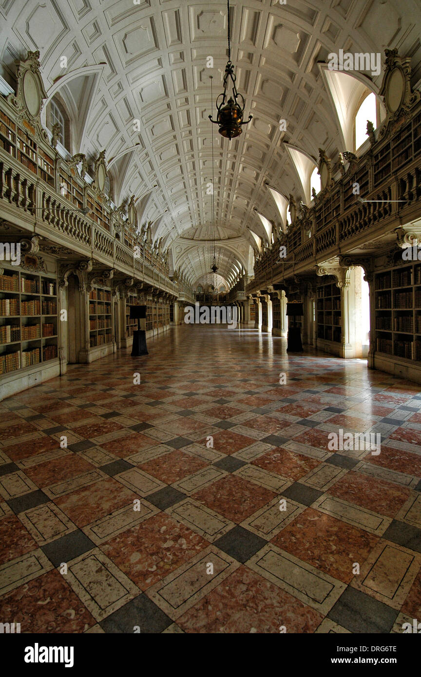 The Rococo library inside Mosteiro Palacio Nacional de Mafra or The ...