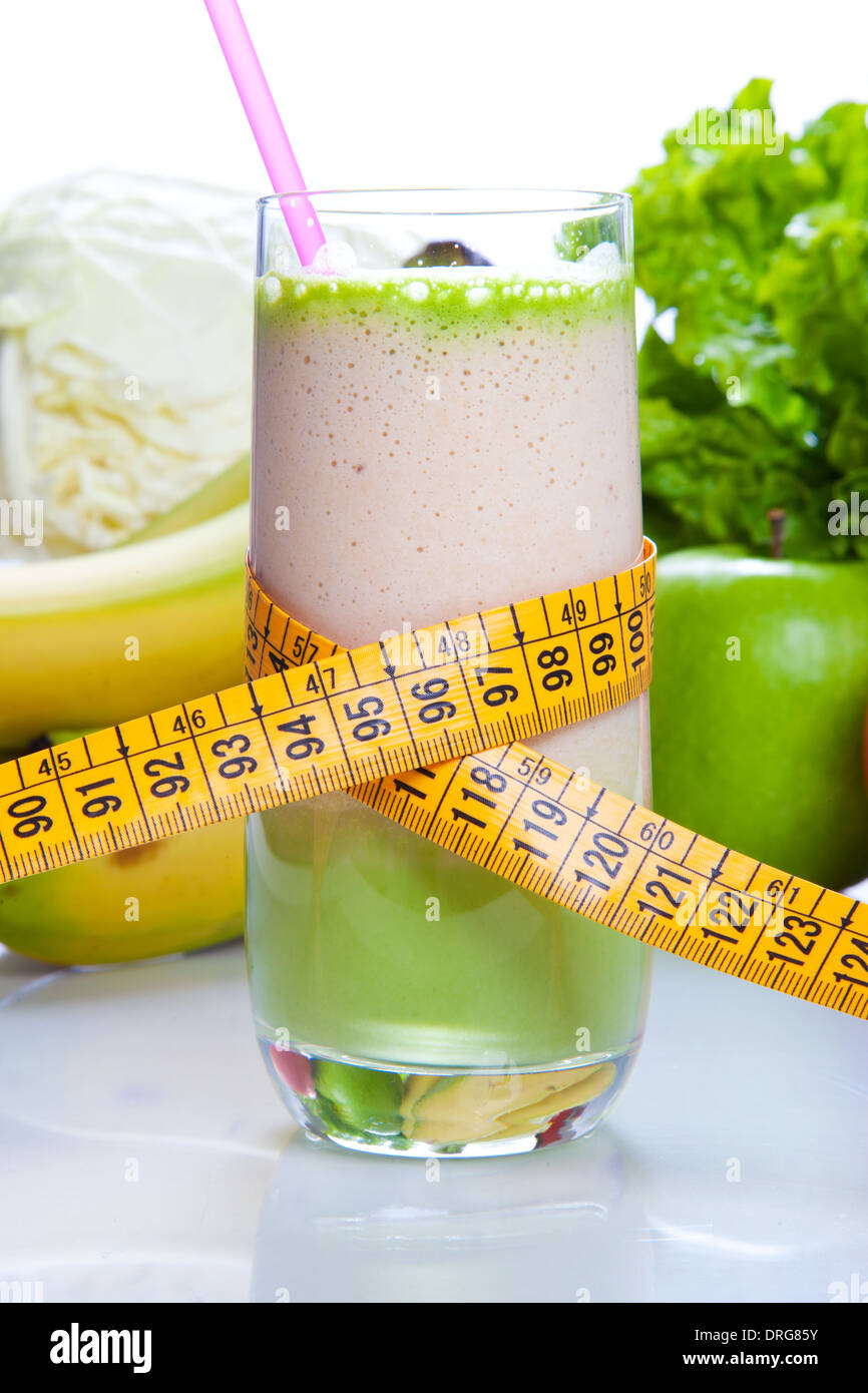 Diet juice in a glass with a meter Stock Photo - Alamy