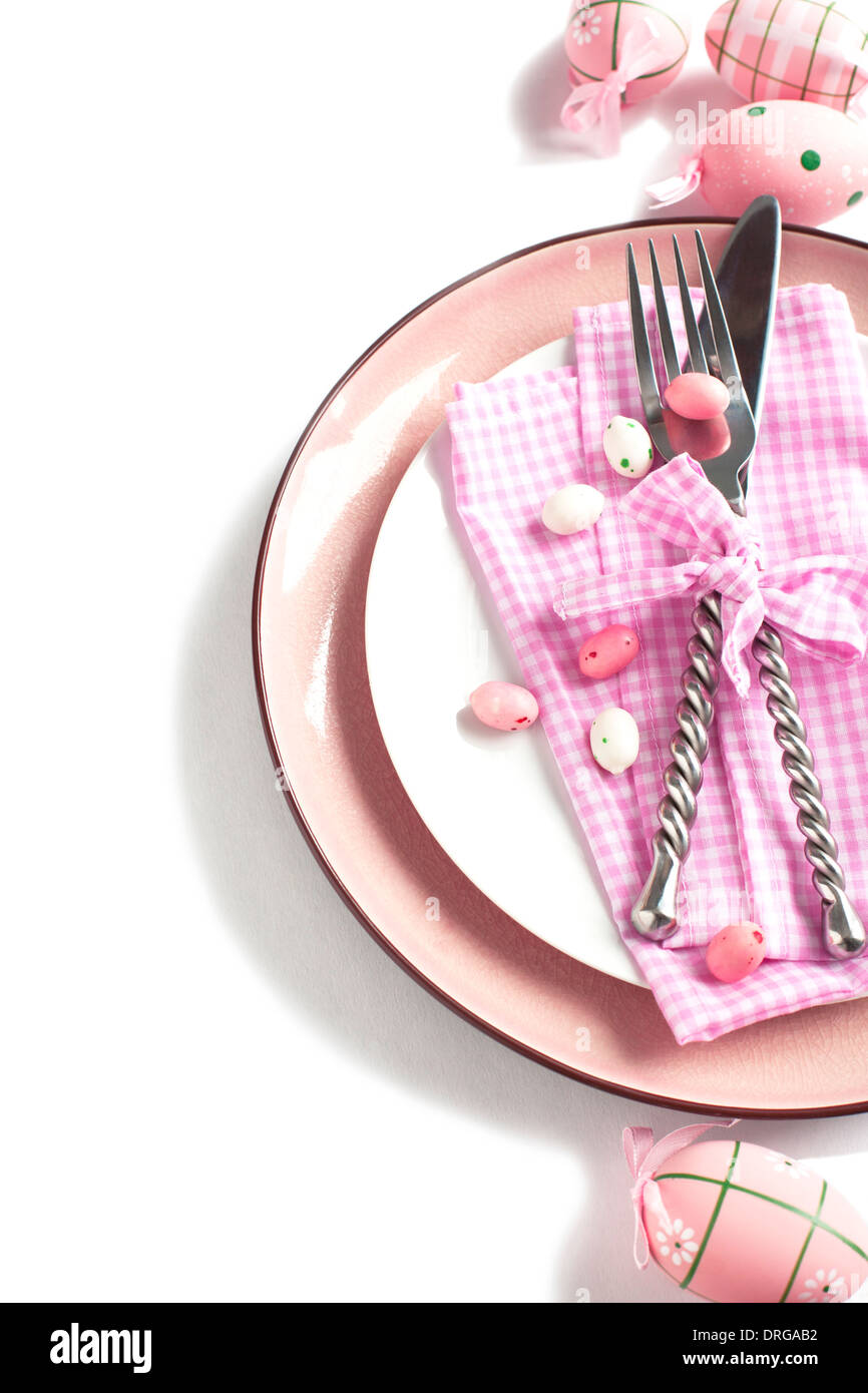 Table setting isolated on white background Stock Photo - Alamy