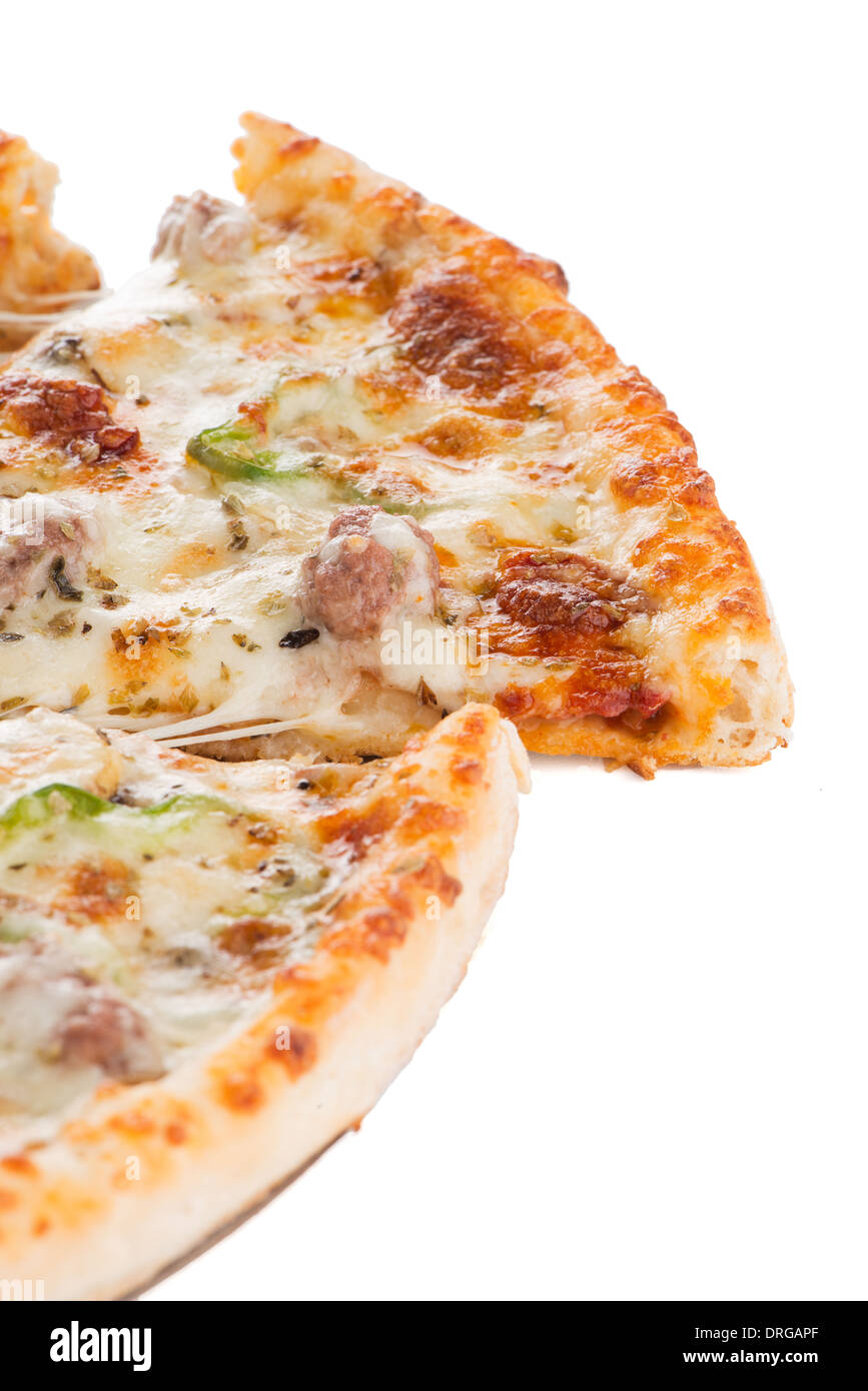 Italian pizza isolated over white background Stock Photo - Alamy