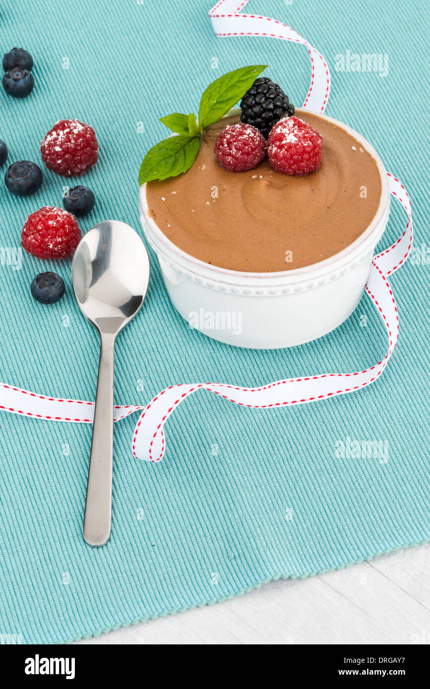 Chocolate mousse and red fruits Stock Photo - Alamy