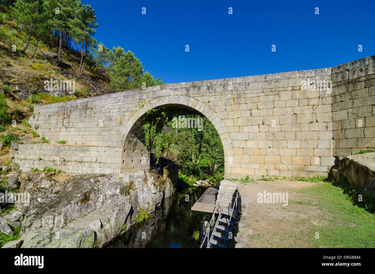 Lagarica medieval granite stone bridge in Resende, north of Portugal ...