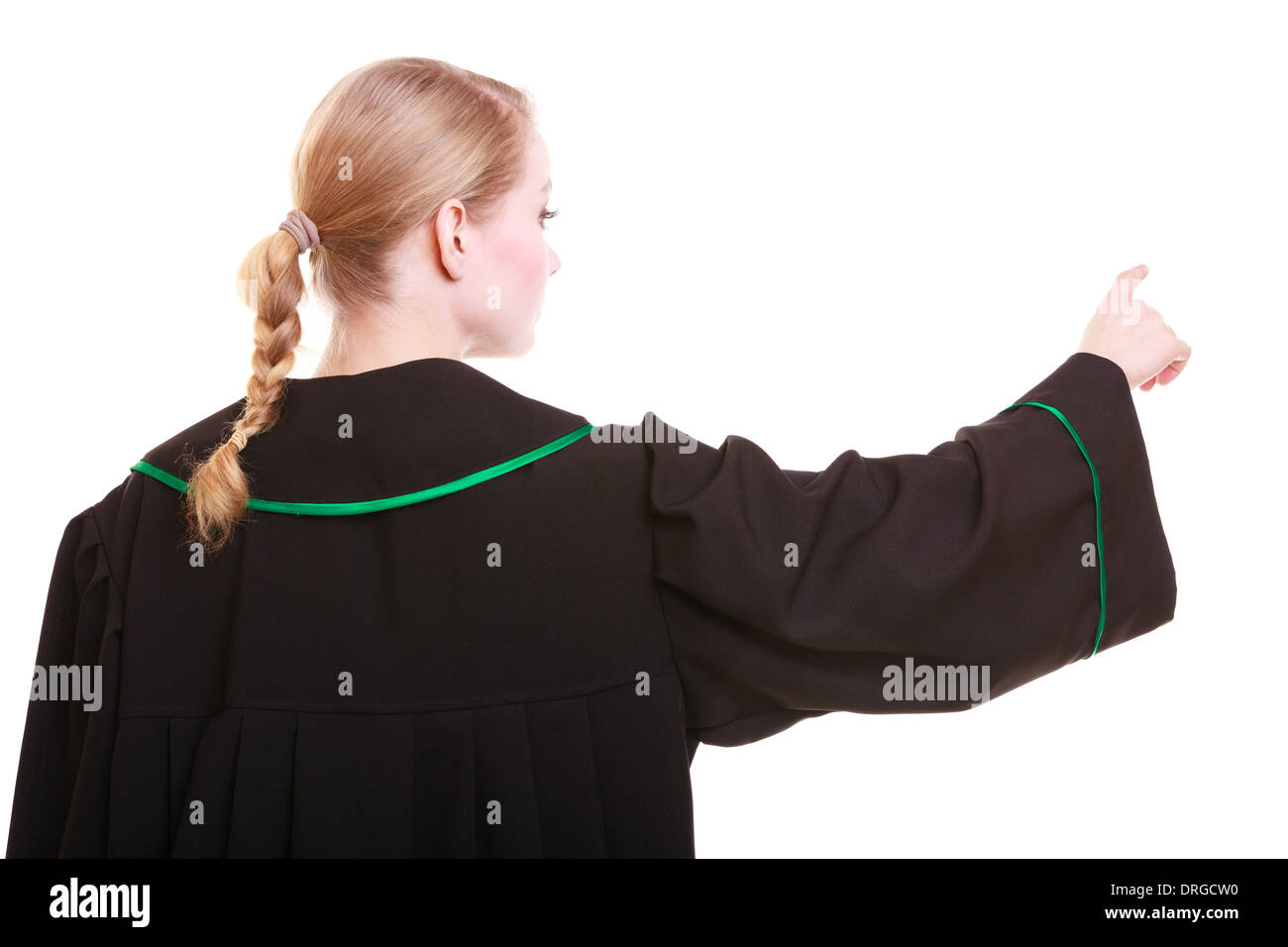 Back of woman lawyer attorney in classic polish (Poland) gown pointing ...