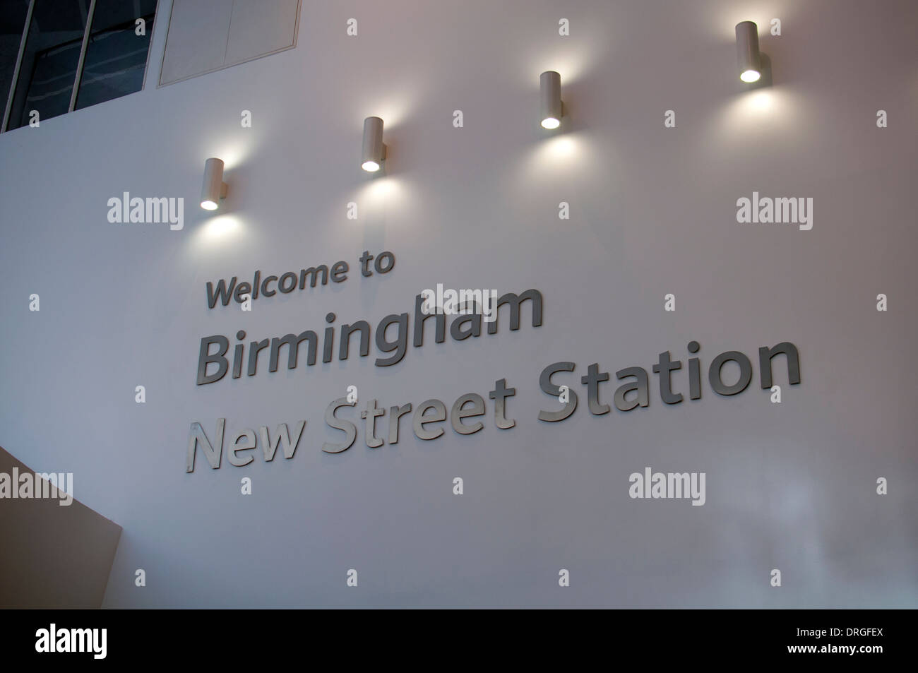 Welcome sign during New Street Station redevelopment, Birmingham, UK ...
