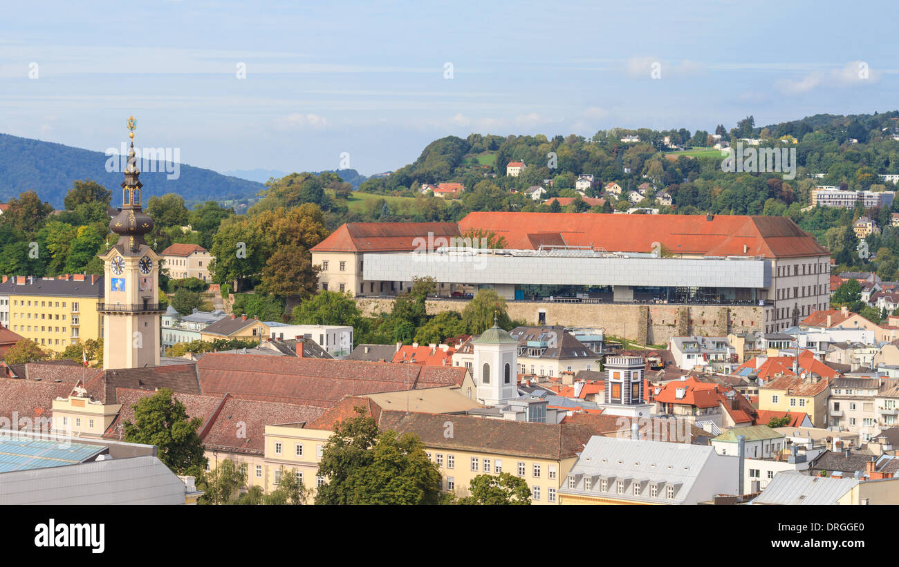 Linz Cityscape with Schlossmuseum and Tower of Upper Austrian Landtag ...