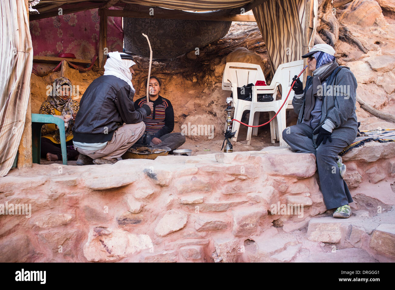 Relaxing place jordanian vendors in Petra, Jordan Stock Photo - Alamy