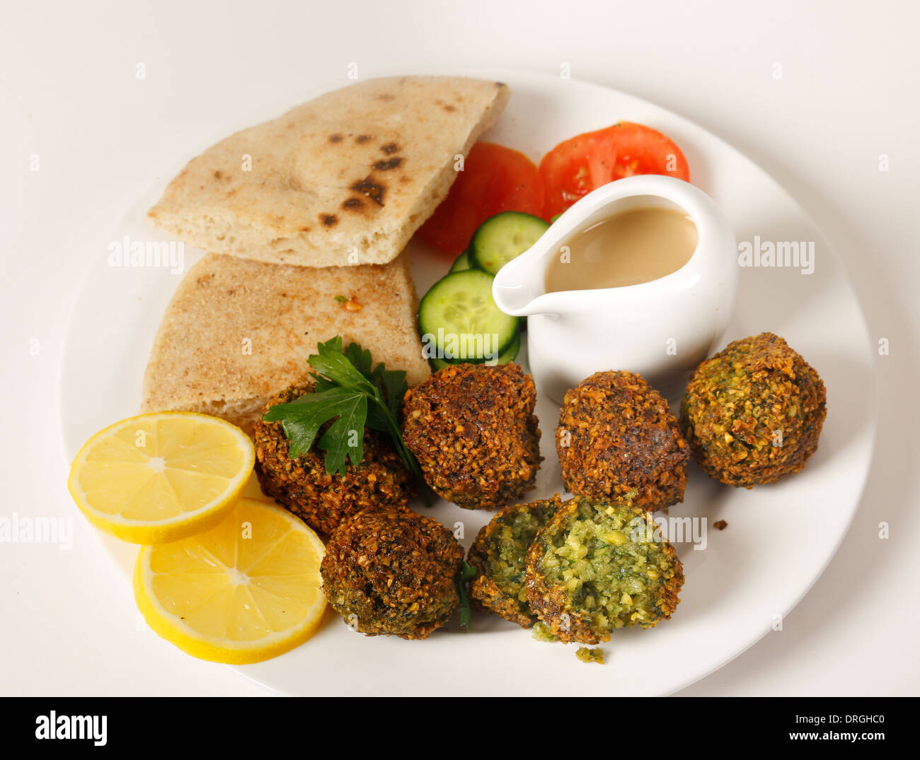 Homemade falafels (herbed and spicy chickpea balls) on a plate with ...