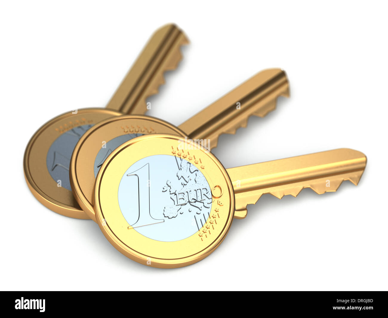 Three euro coin keys on white isolated background. 3d Stock Photo - Alamy