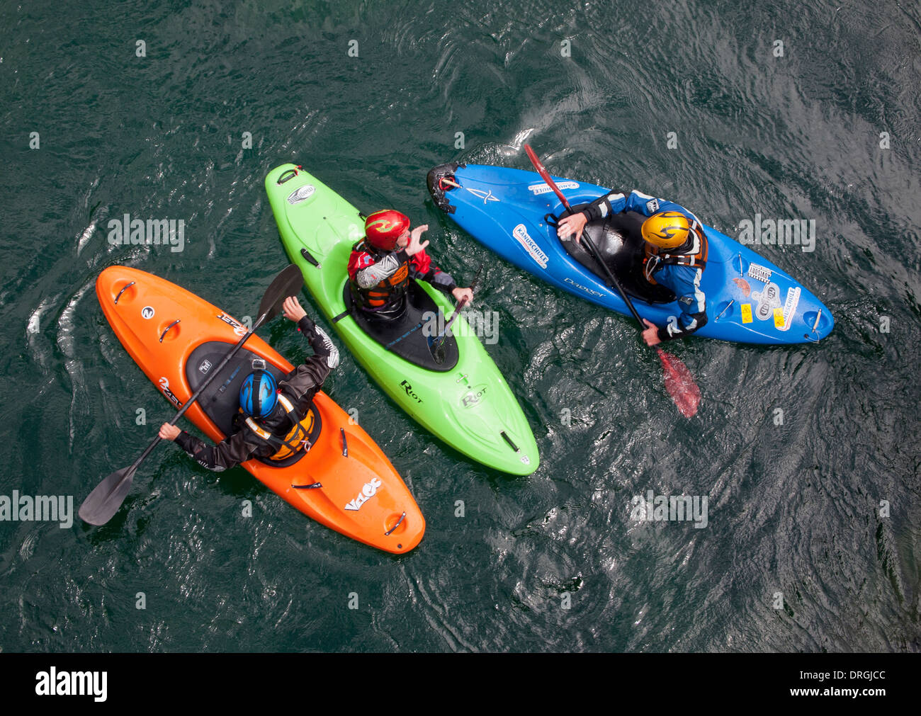 whitewater kayakers on the Swiss verzasca river Stock Photo - Alamy