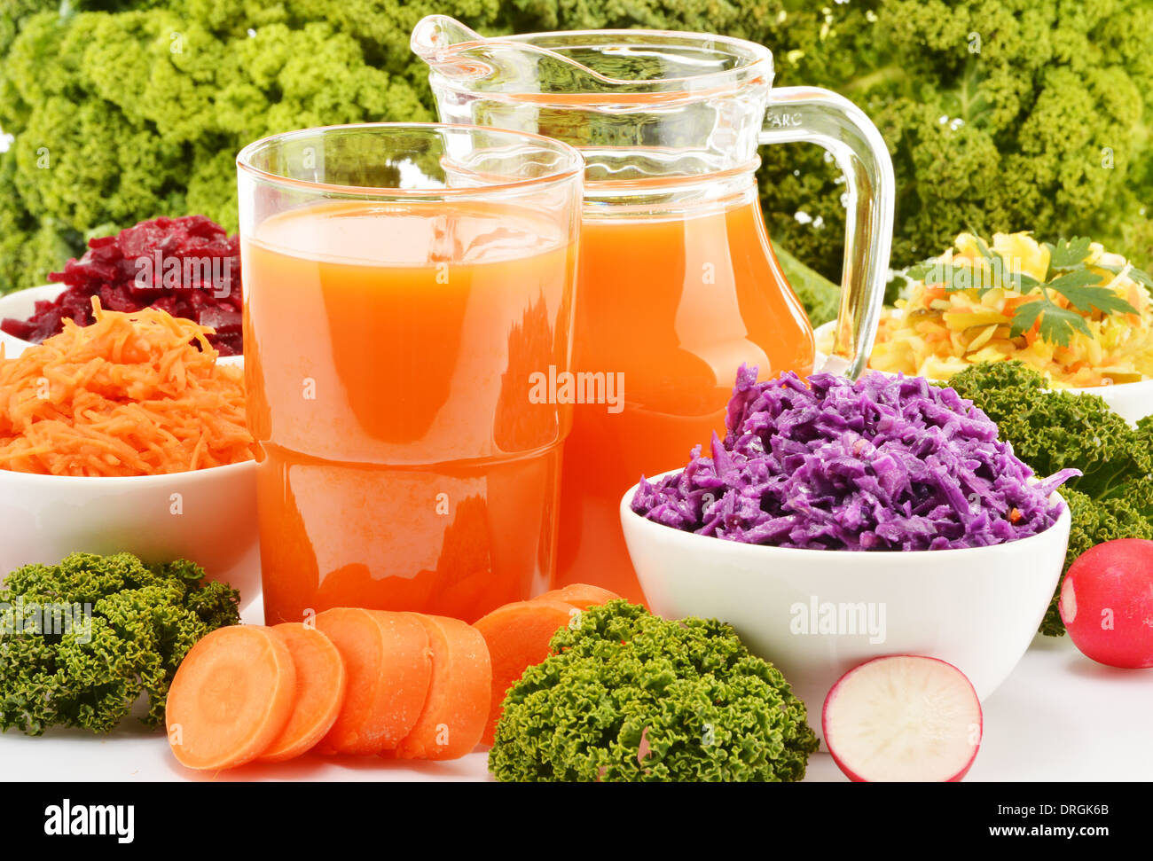 Composition with four vegetable salad bowls Stock Photo - Alamy