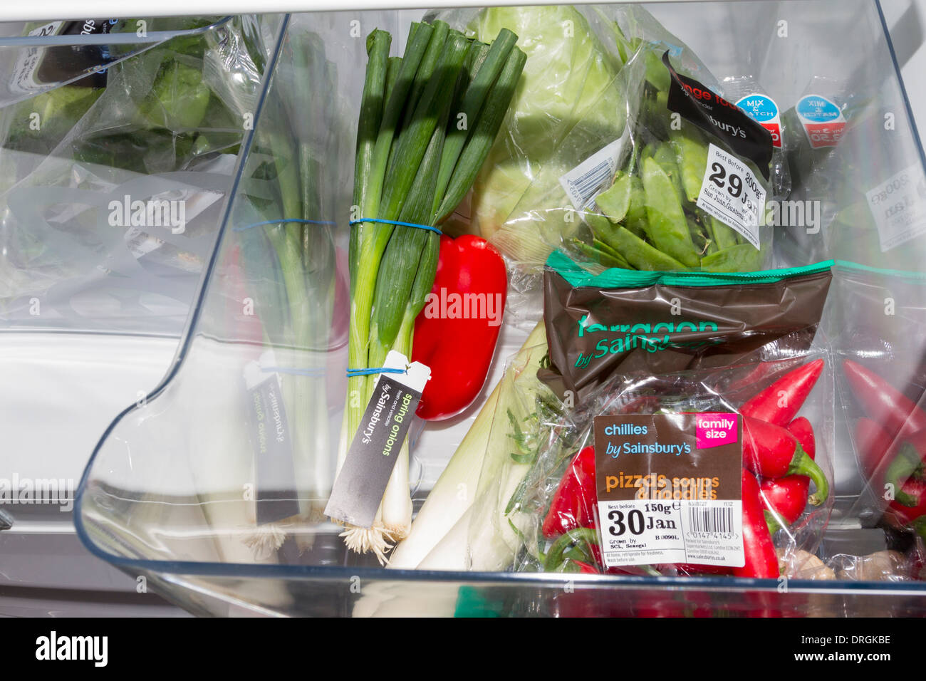 Salad items/produce kept fresh inside a fridge Stock Photo - Alamy
