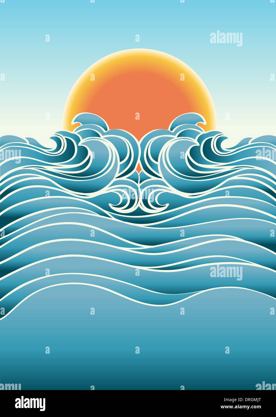 Seascape abstract background with sunlight.Vector color illustration ...