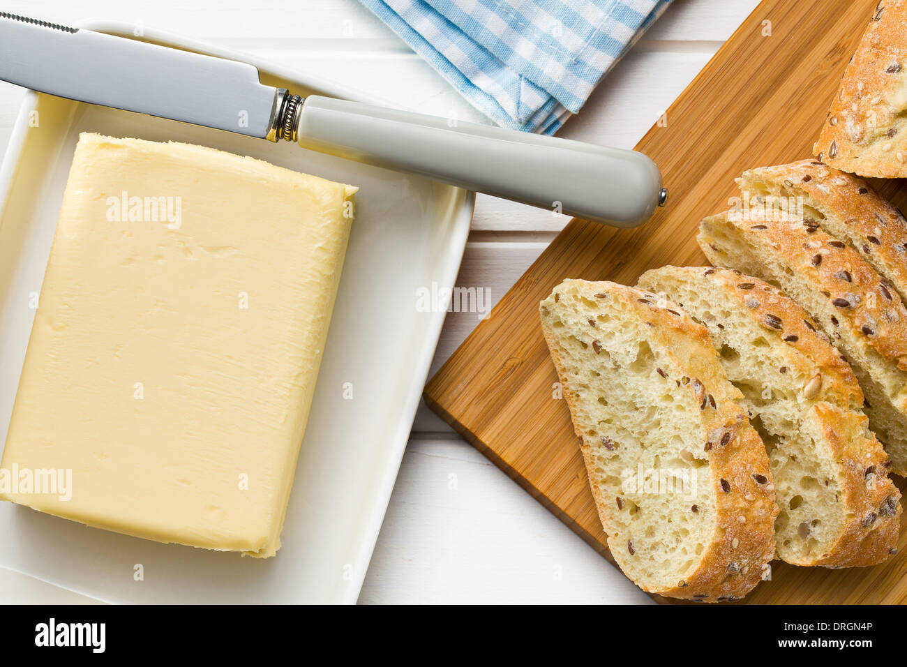 top view of cube of butter with sliced bread Stock Photo - Alamy