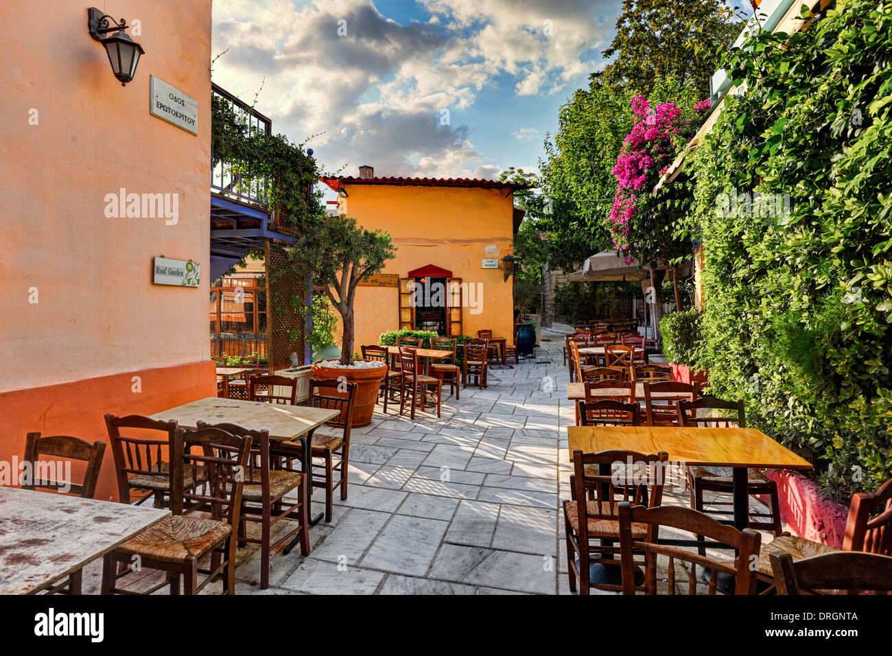 A picturesque restaurant of Plaka in Athens, Greece Stock Photo - Alamy