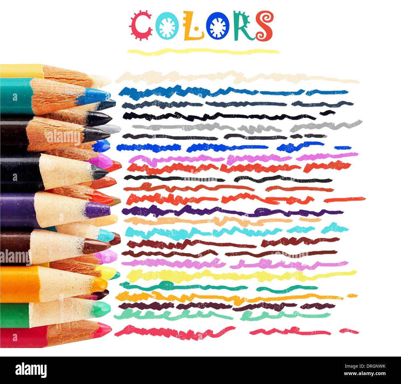 Macro of color pencils, stacked focus, with colorful doodles Stock ...