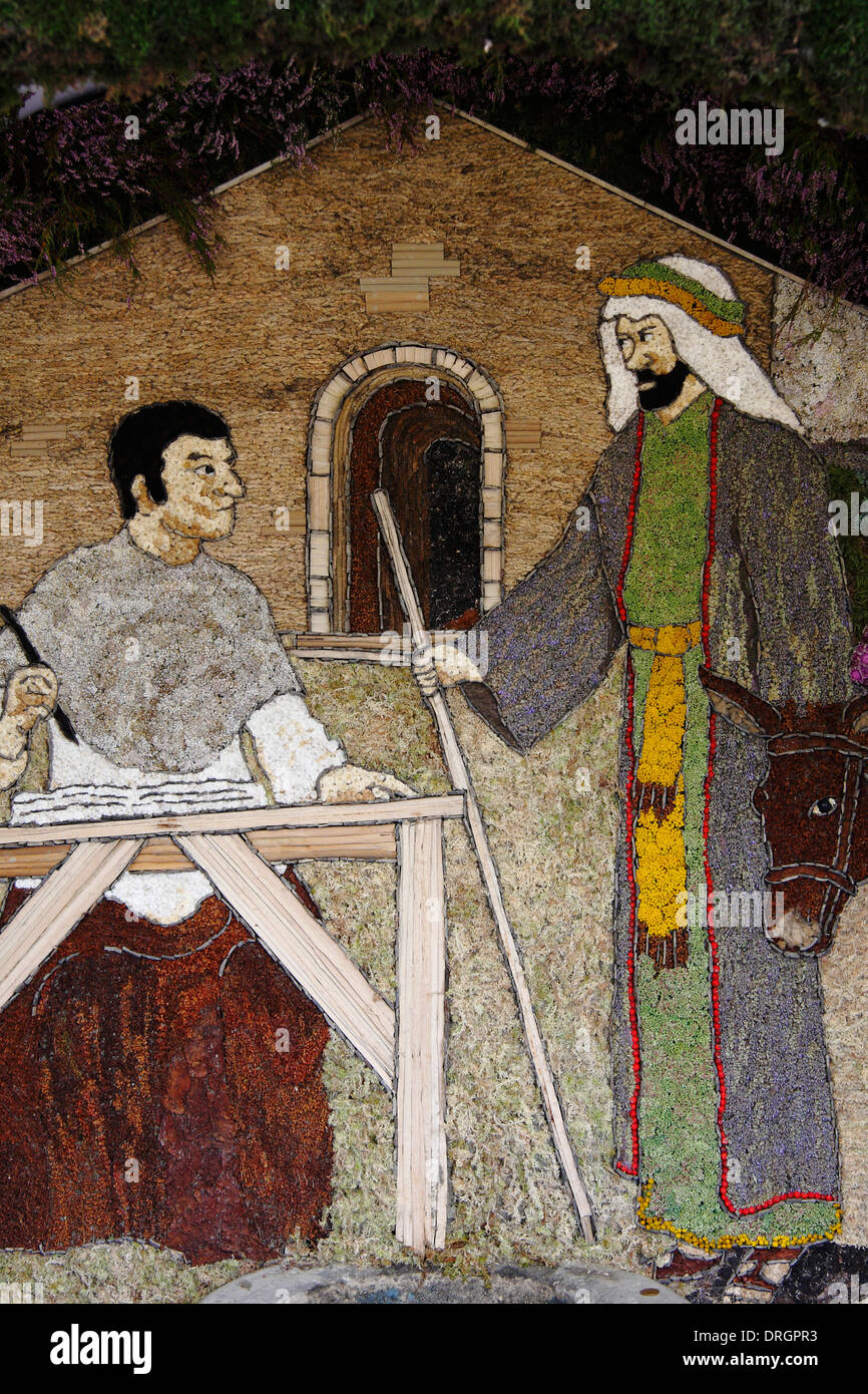 Details of well dressing picture made from natural materials in the ...