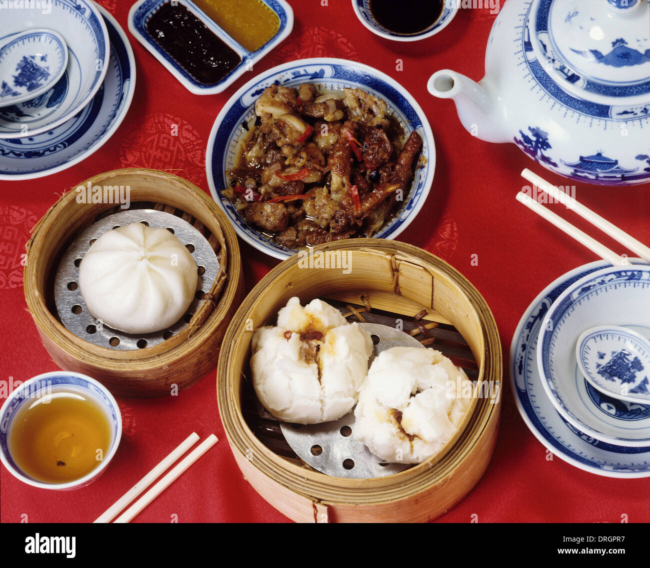 Hong Kong. Dim Sum at a restaurant with Chau Siu Bau dumplings and ...
