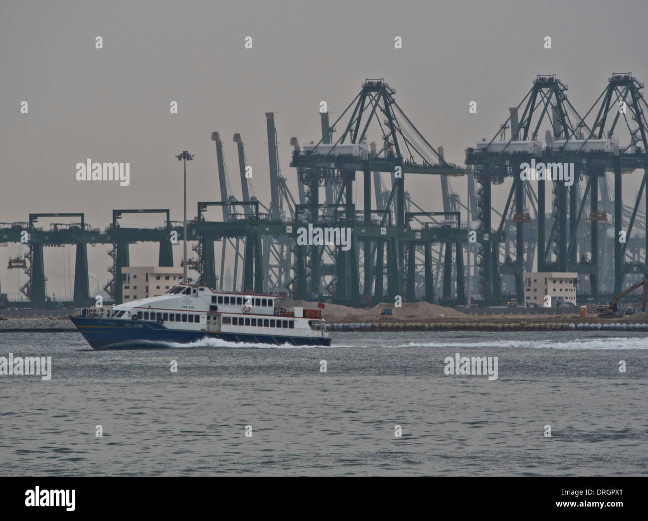 Views of oil refinery at Jurong island and harbour from Labrador nature ...
