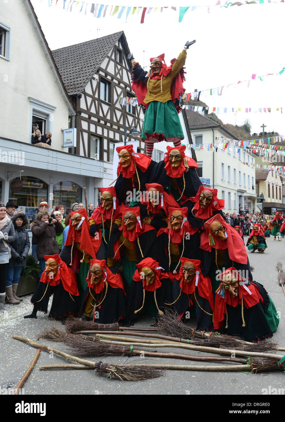 Hausach, Germany. 26th Jan, 2014. Carnival revellers of the carnival ...