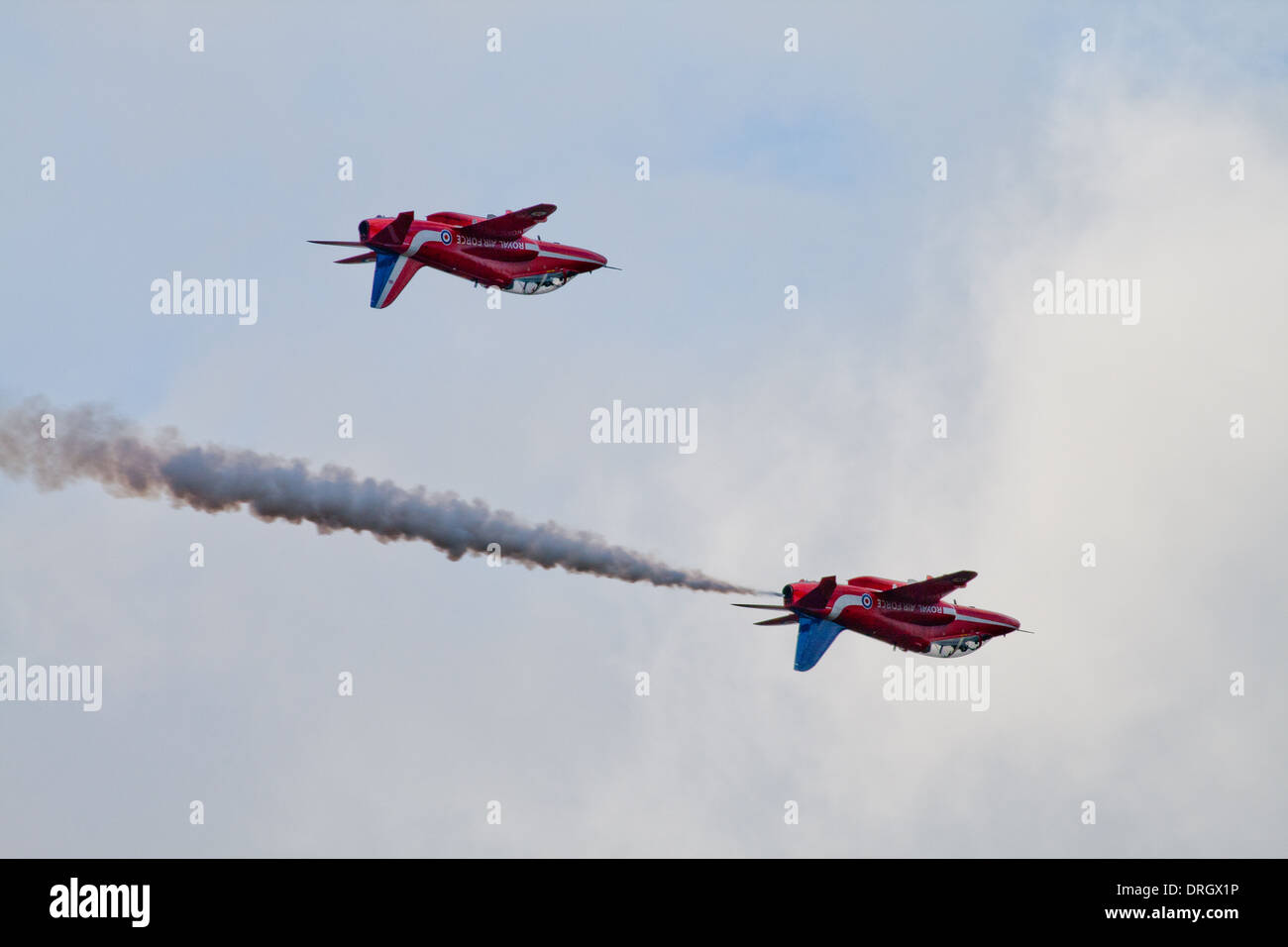 2 Red Arrows upside down close formation Stock Photo - Alamy