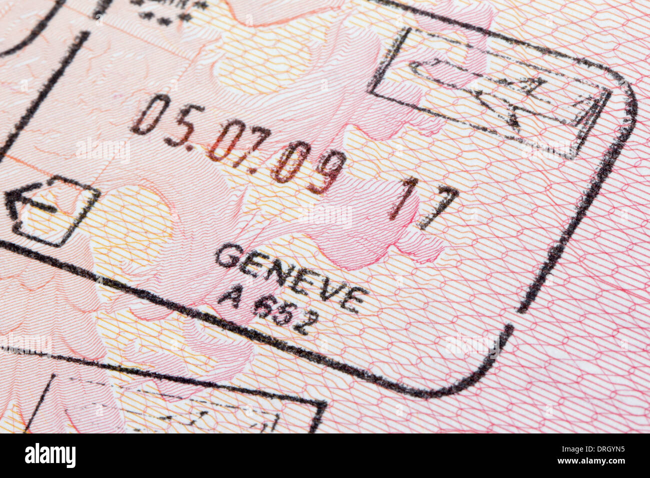 Switzerland immigration stamp in passport Stock Photo - Alamy